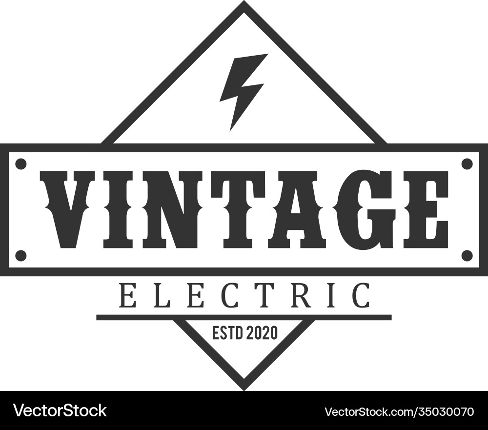 Vintage Electrical Voltage Logo Royalty Free Vector Image