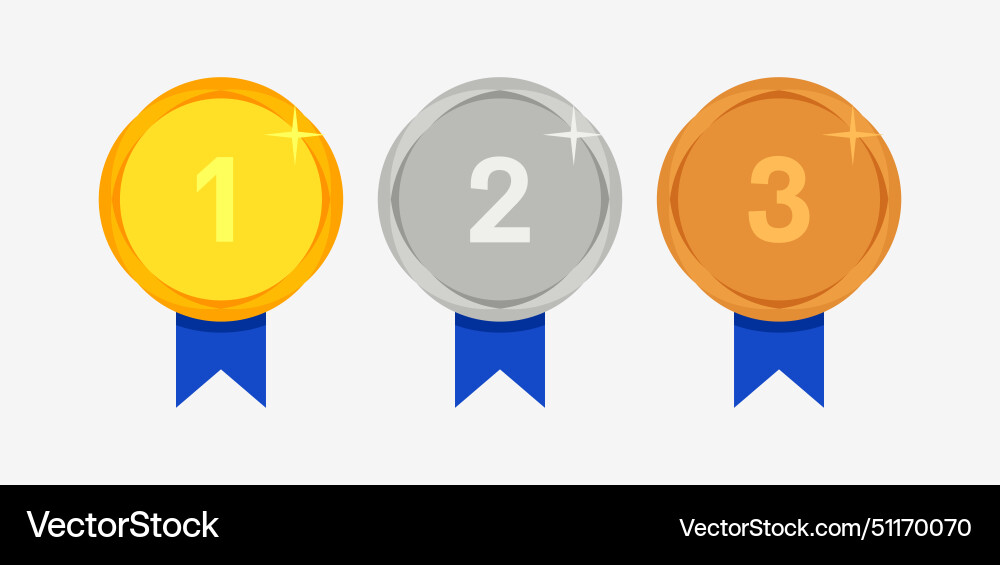 Winner gold silver bronze 1st 2nd 3rd medal first Vector Image