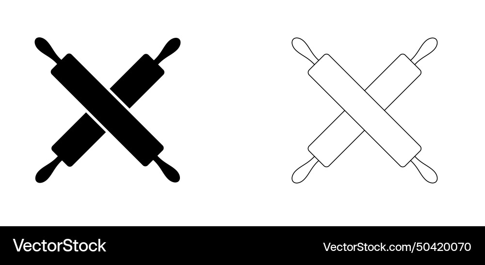 Wooden crossed rolling pin rolling-pin Royalty Free Vector