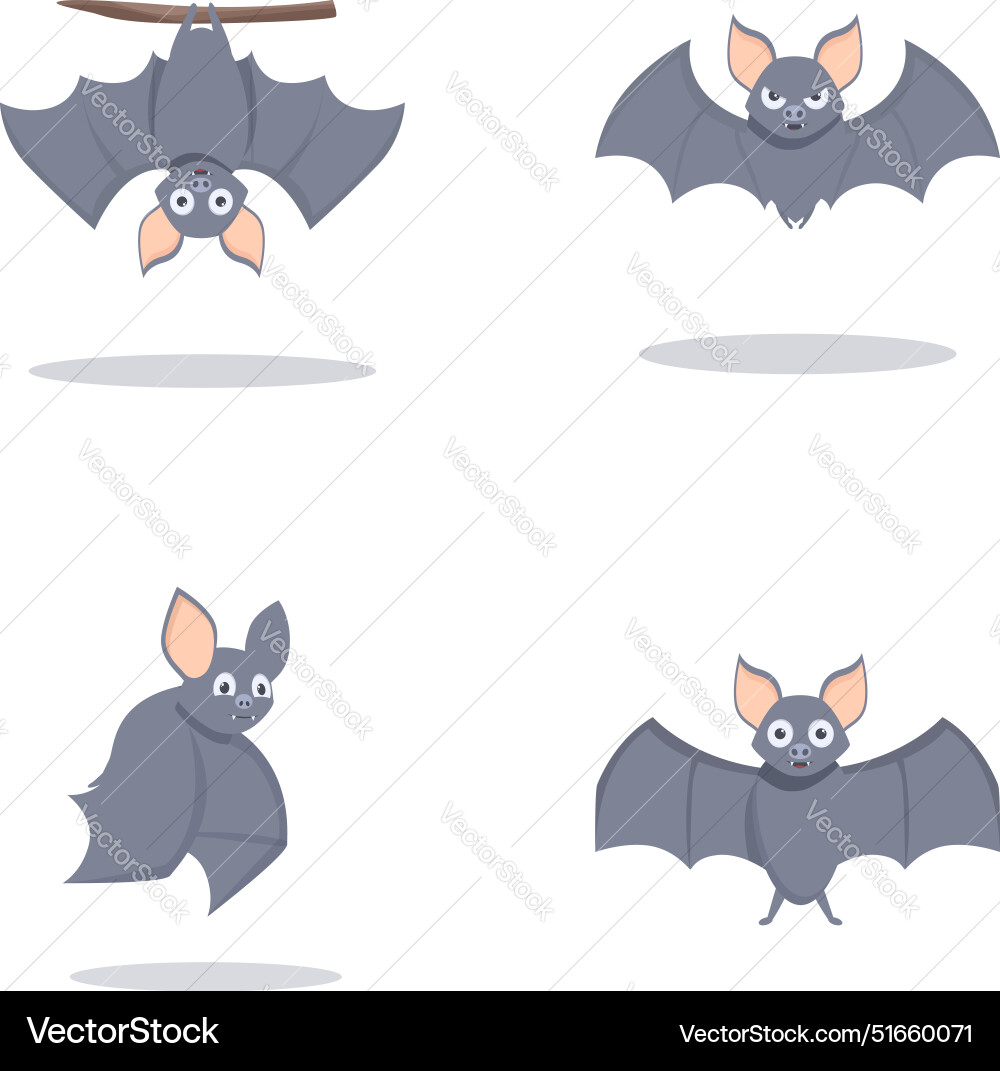 Cartoon bat collection in various poses Royalty Free Vector