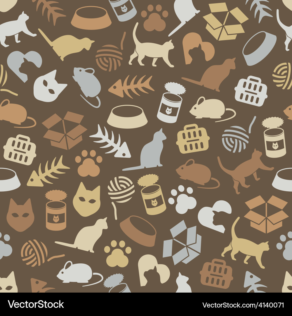 Cat seamless pattern Royalty Free Vector Image