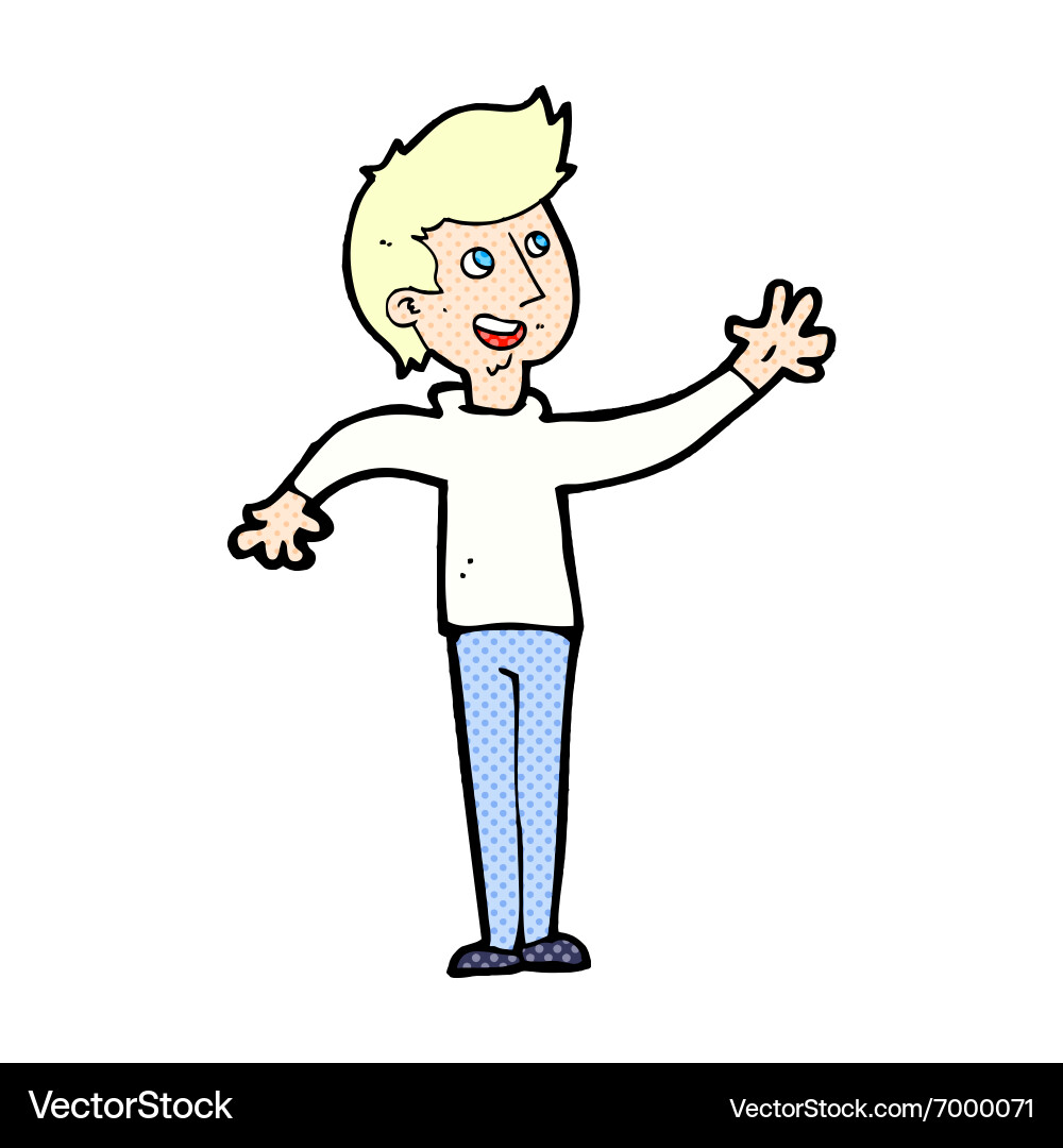 Comic cartoon man waving Royalty Free Vector Image