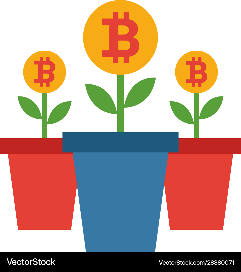 Crypto farm icon set four elements in different Vector Image