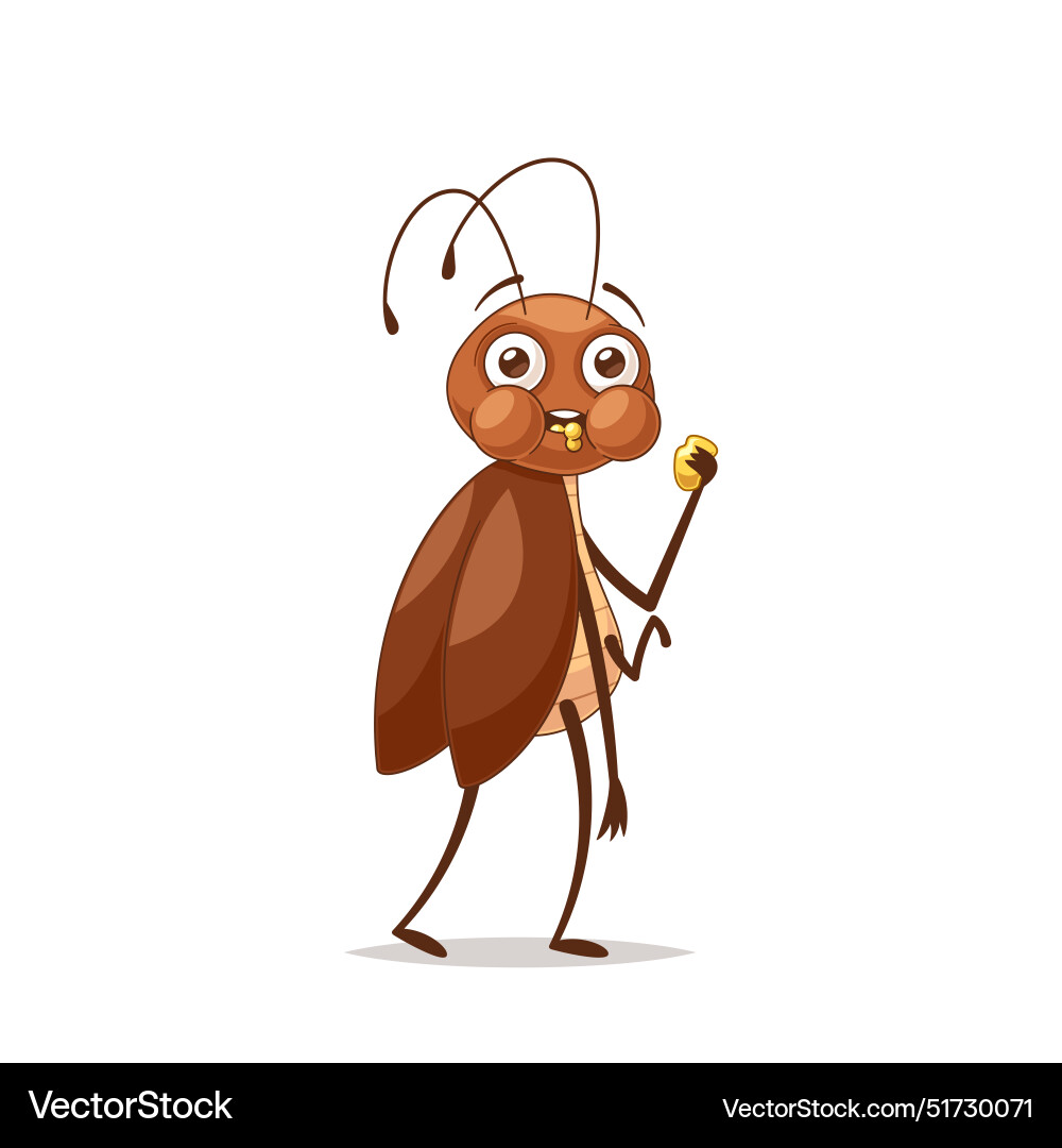 Cute cartoon cockroach character standing Vector Image