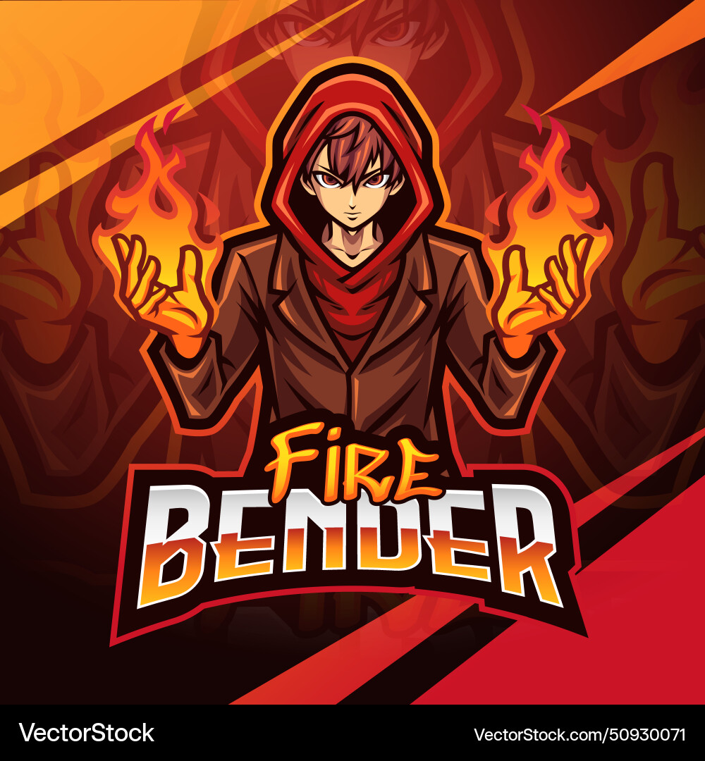 Firebender esport mascot logo design Royalty Free Vector