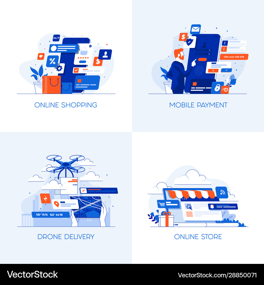 Flat designed conceptual icons 4 Royalty Free Vector Image