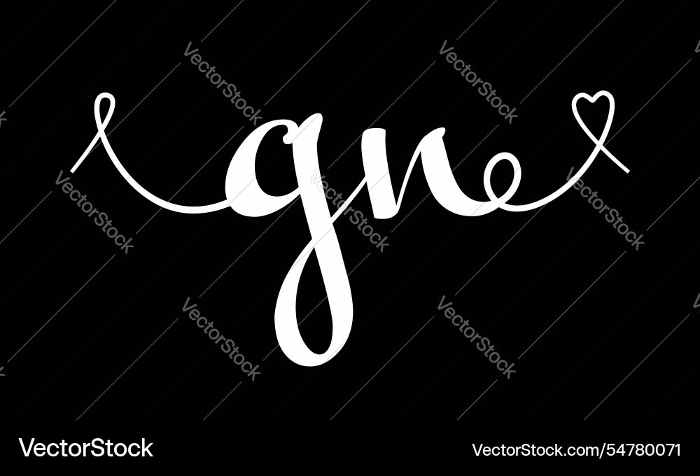 Gn initial wedding monogram calligraphy hand Vector Image