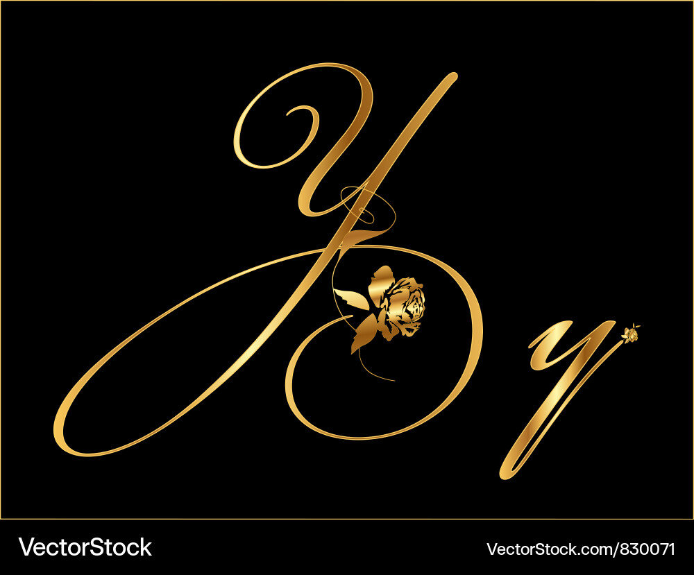 Gold letter y with roses Royalty Free Vector Image