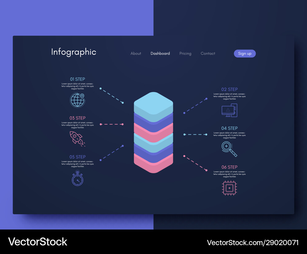 Graphics infographics with six options template Vector Image