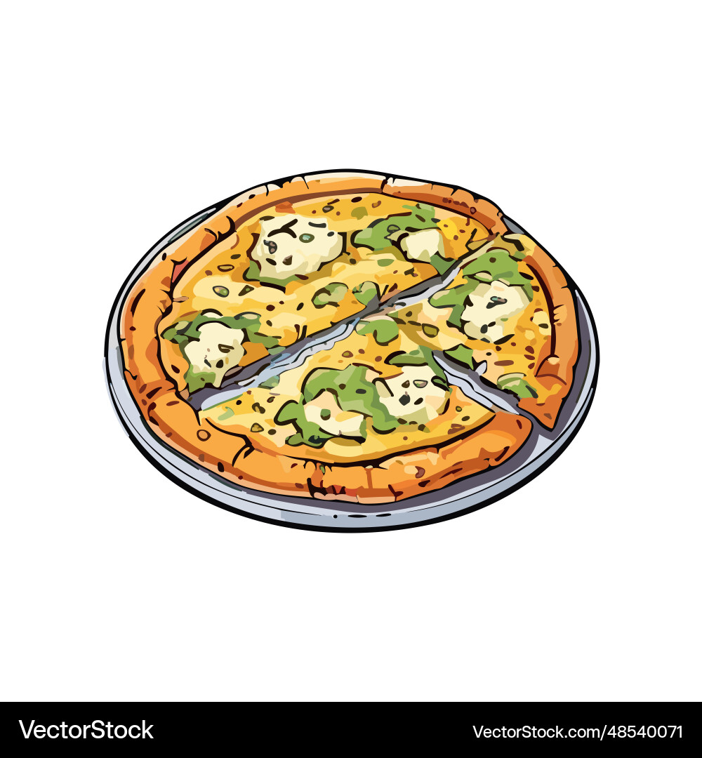 Hand draw pizza Royalty Free Vector Image - VectorStock