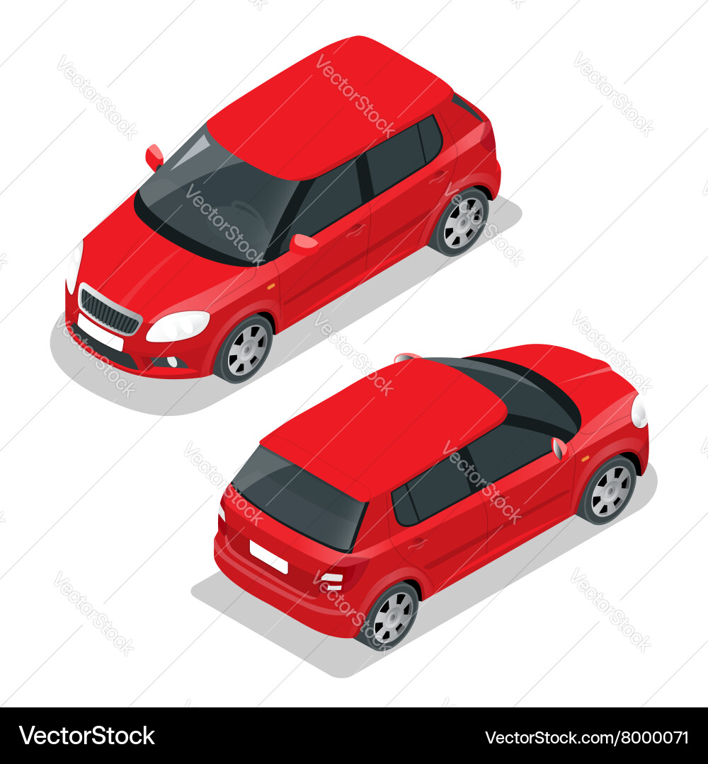 Hatchback car flat 3d isometric Royalty Free Vector Image