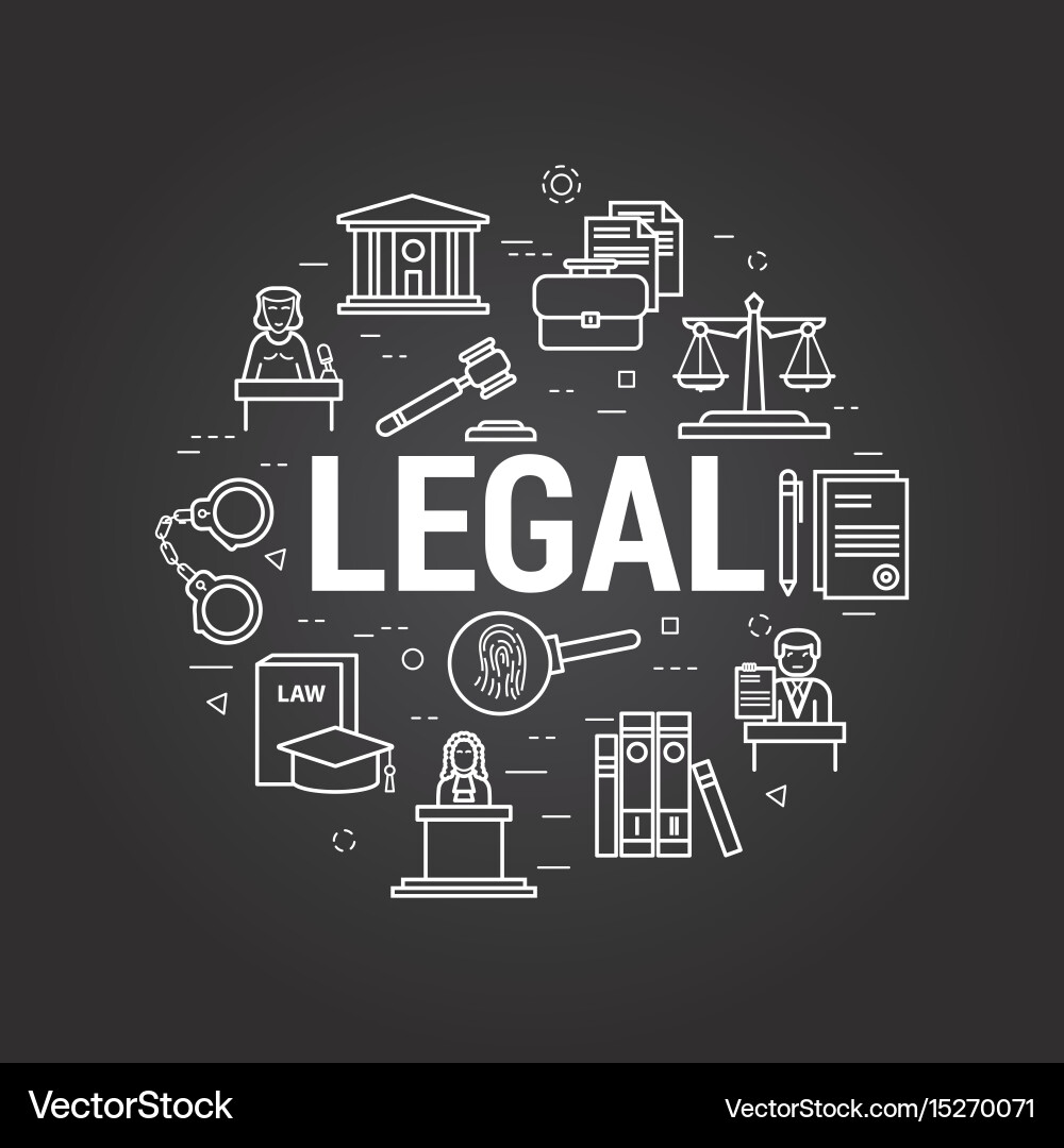 Legal system on black Royalty Free Vector Image