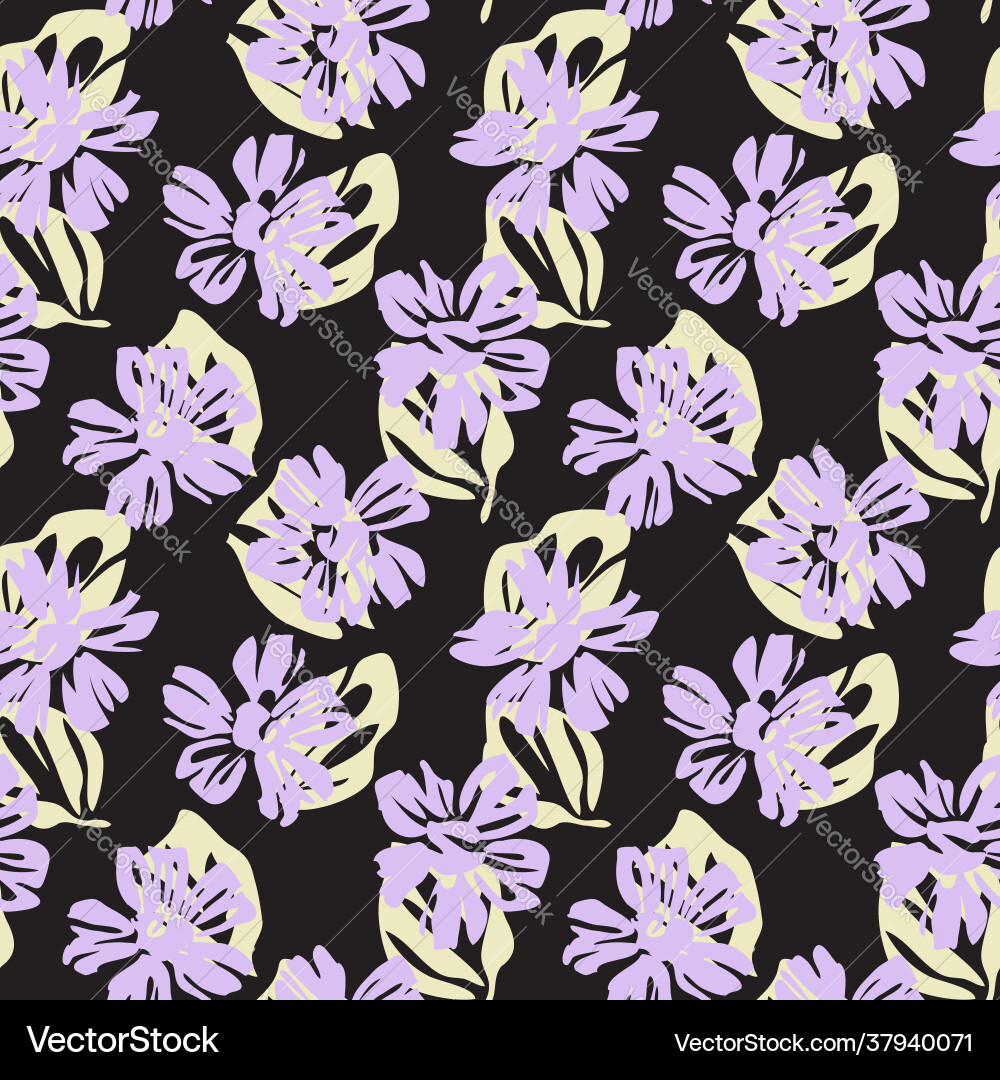 Purple botanical floral seamless pattern Vector Image