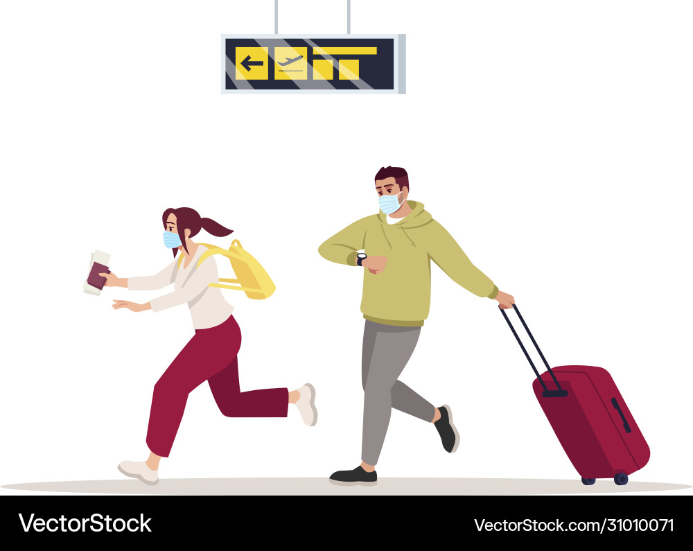 Rush to flight semi flat rgb color Royalty Free Vector Image