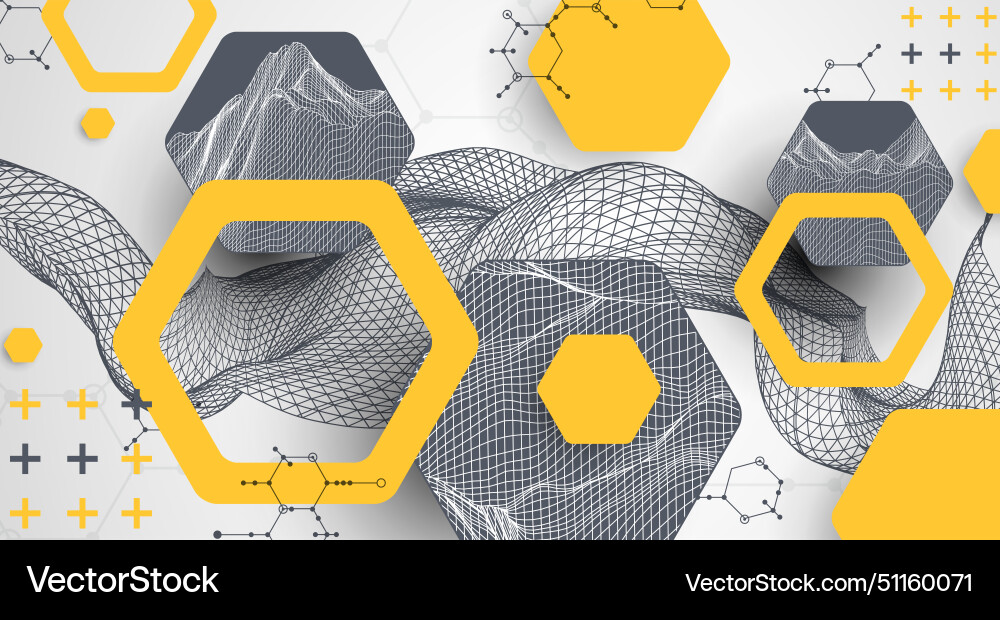 Scientific and technological background wireframe Vector Image