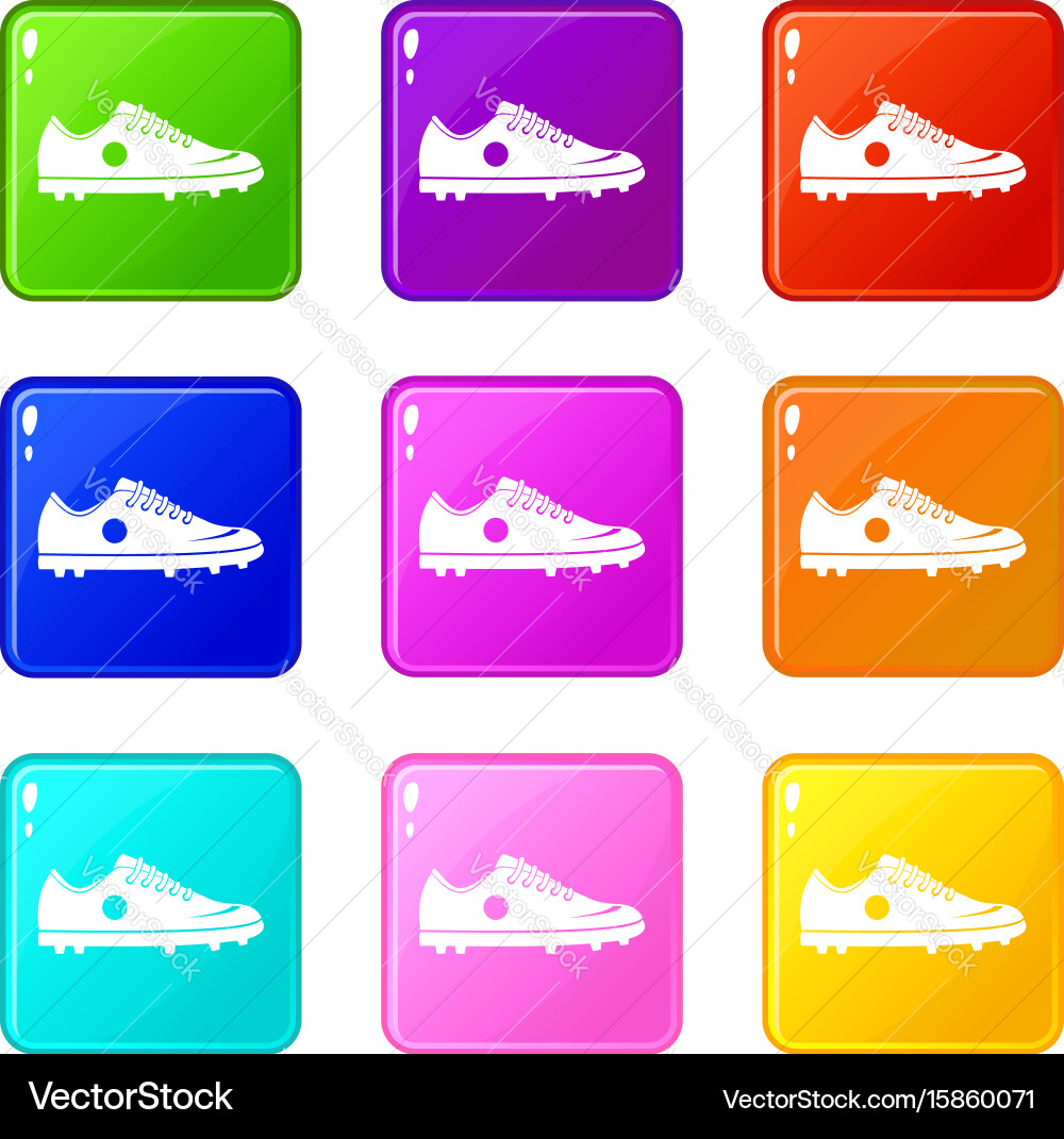 Soccer shoe icons 9 set Royalty Free Vector Image