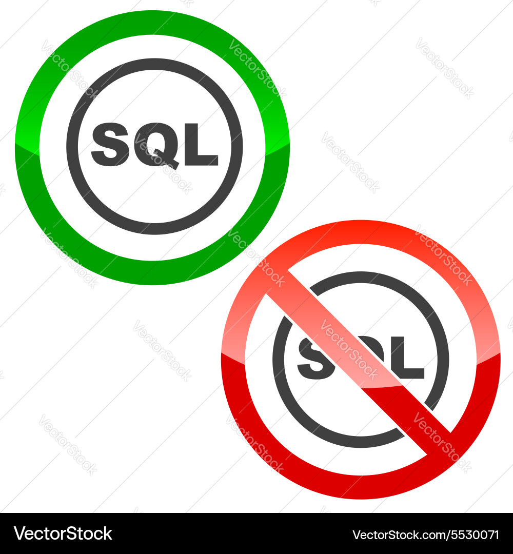 Sql permission signs Royalty Free Vector Image