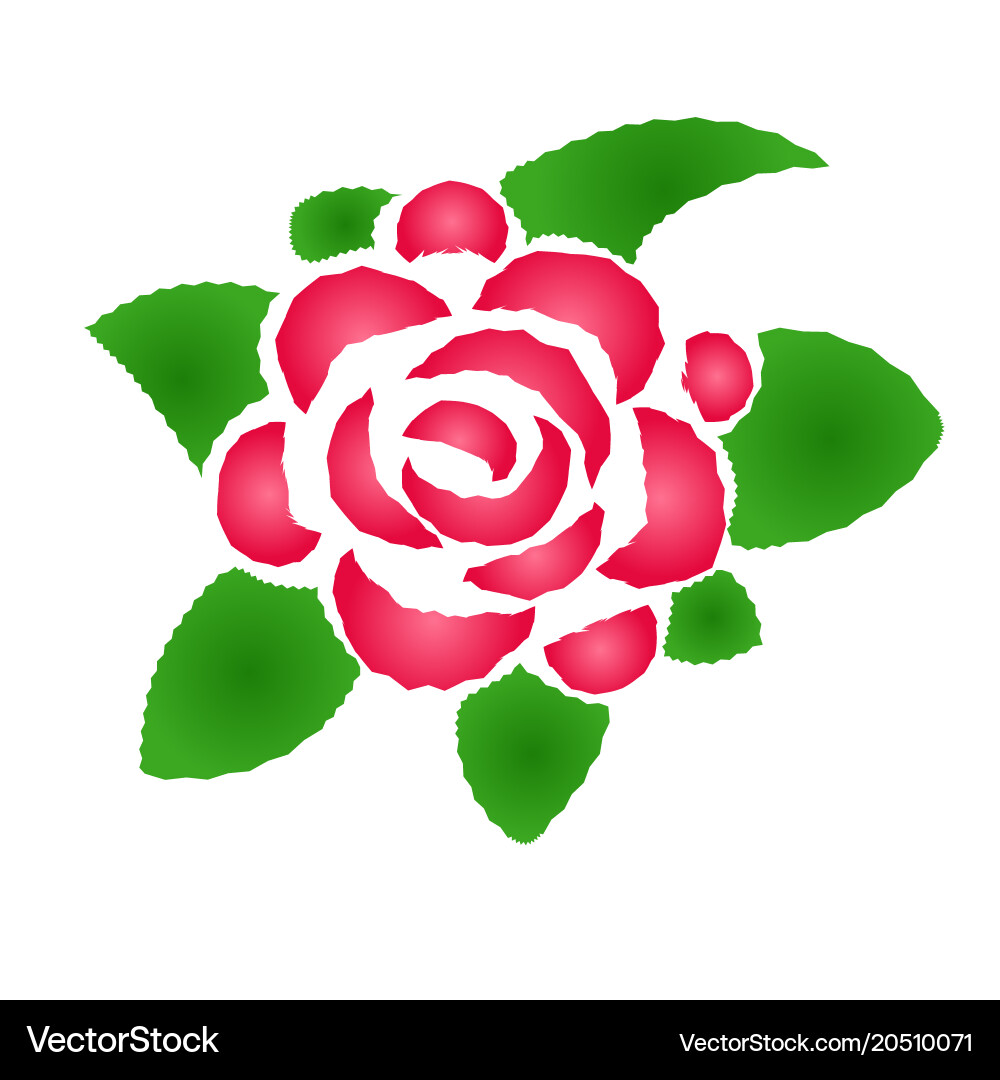 Stylized rose with leaves Royalty Free Vector Image