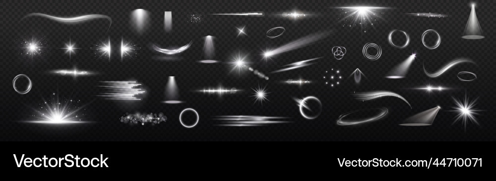 Sunlight white light effect spark stars spotlight Vector Image