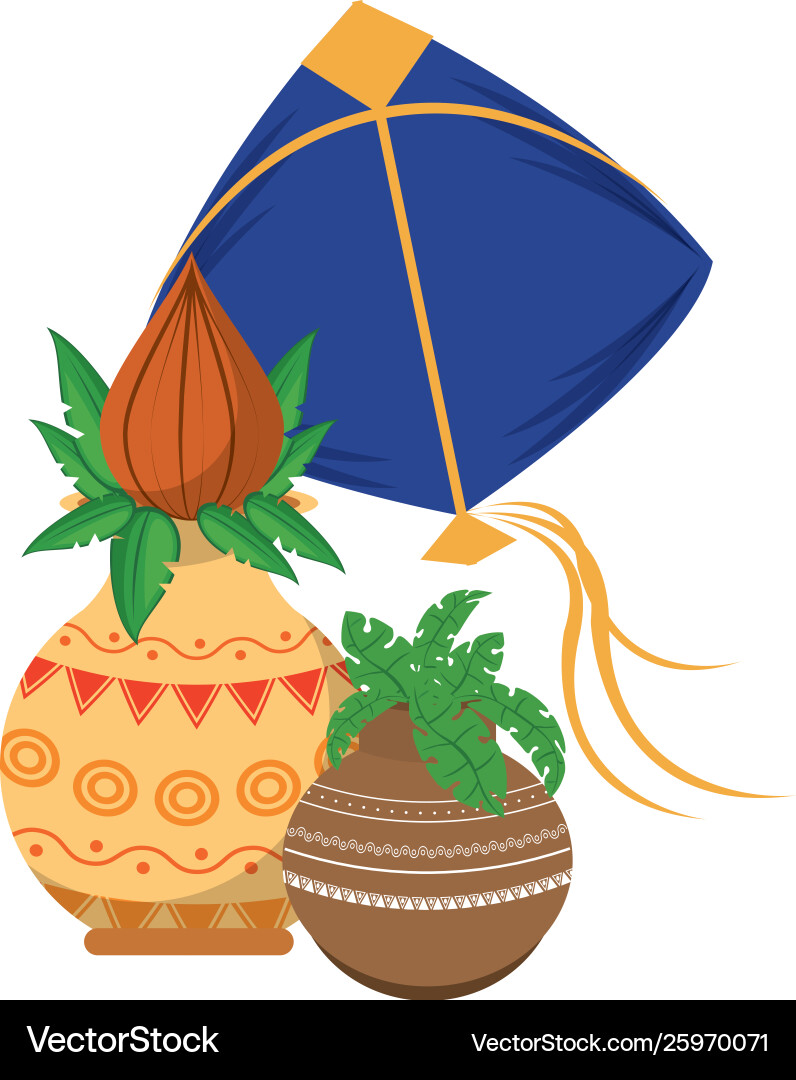 Ugadi indian celebration emblems cartoons Vector Image