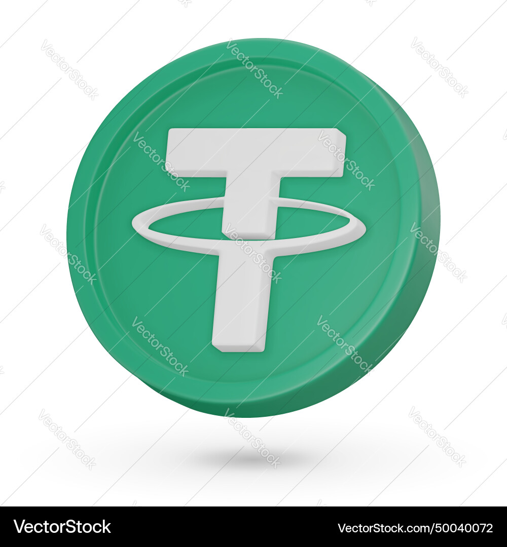 3d coin cryptocurrency symbol tether usdt Vector Image