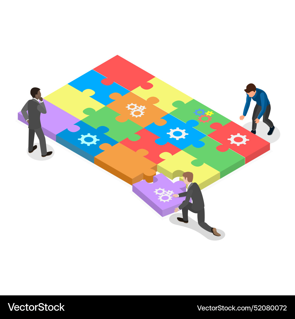 3d isometric flat of teamwork Royalty Free Vector Image