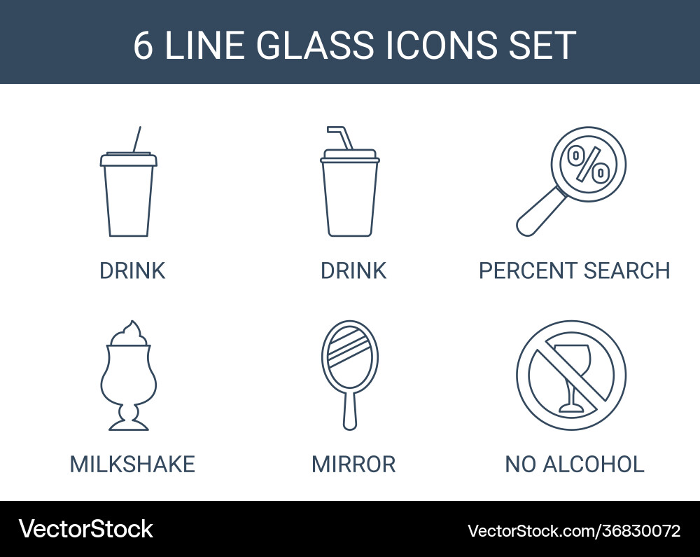 6 Glas-Icons Lizenzfreies Vektorbild - VectorStock