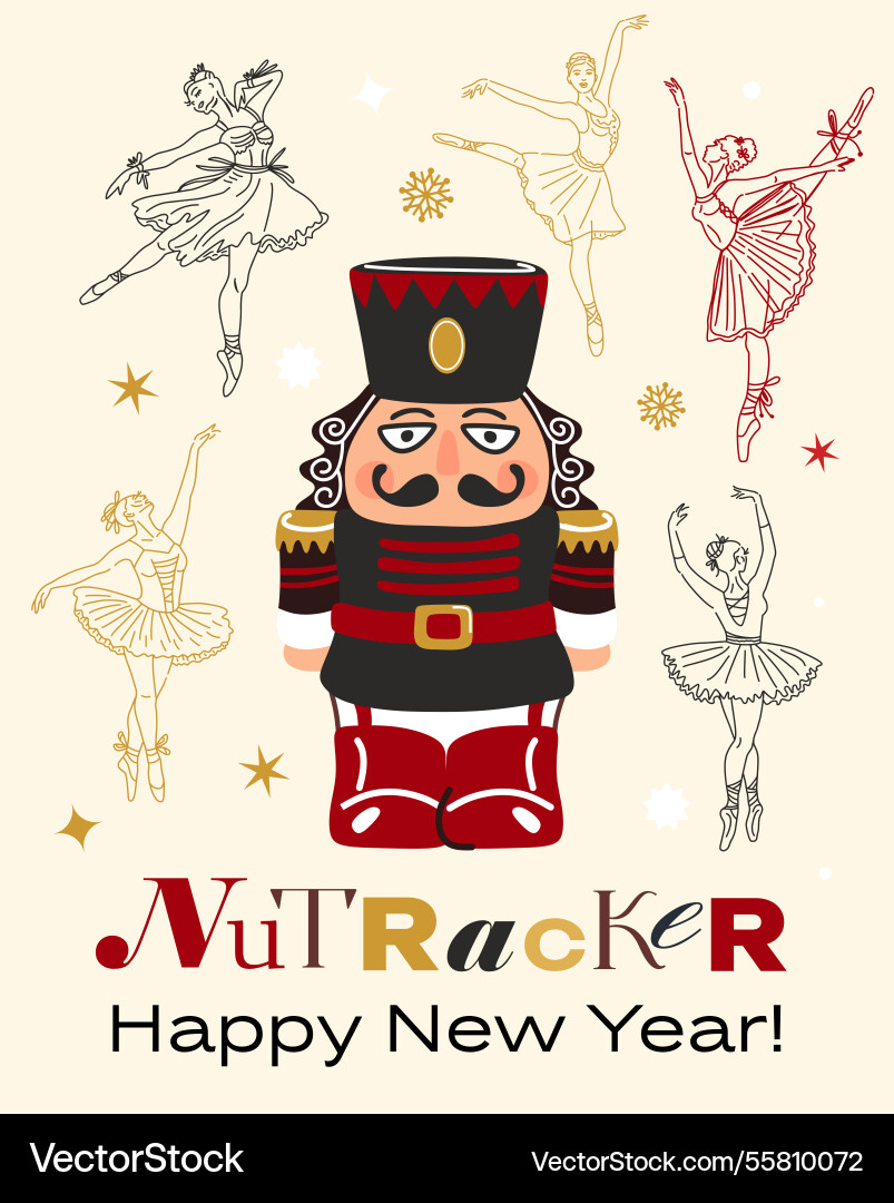 Christmas card with nutcracker Royalty Free Vector Image