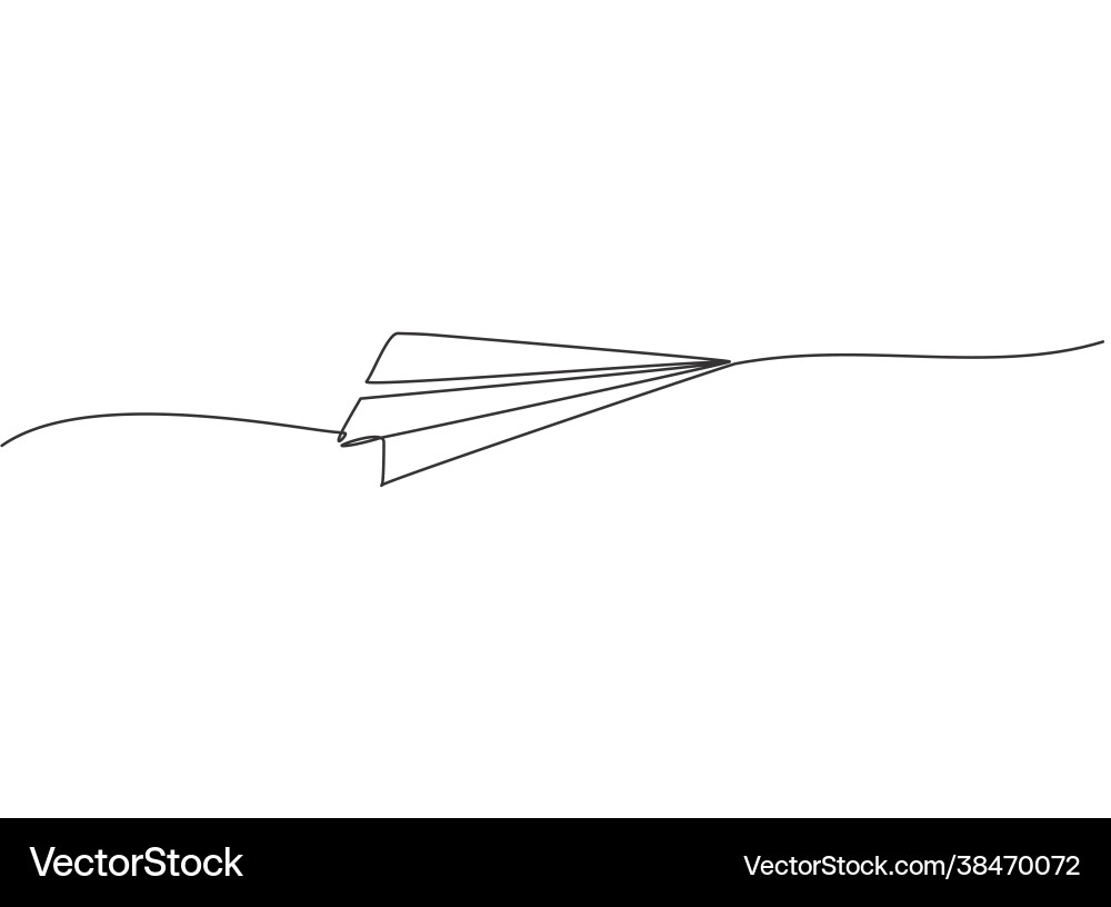 Continuous one line drawing paper airplane Vector Image