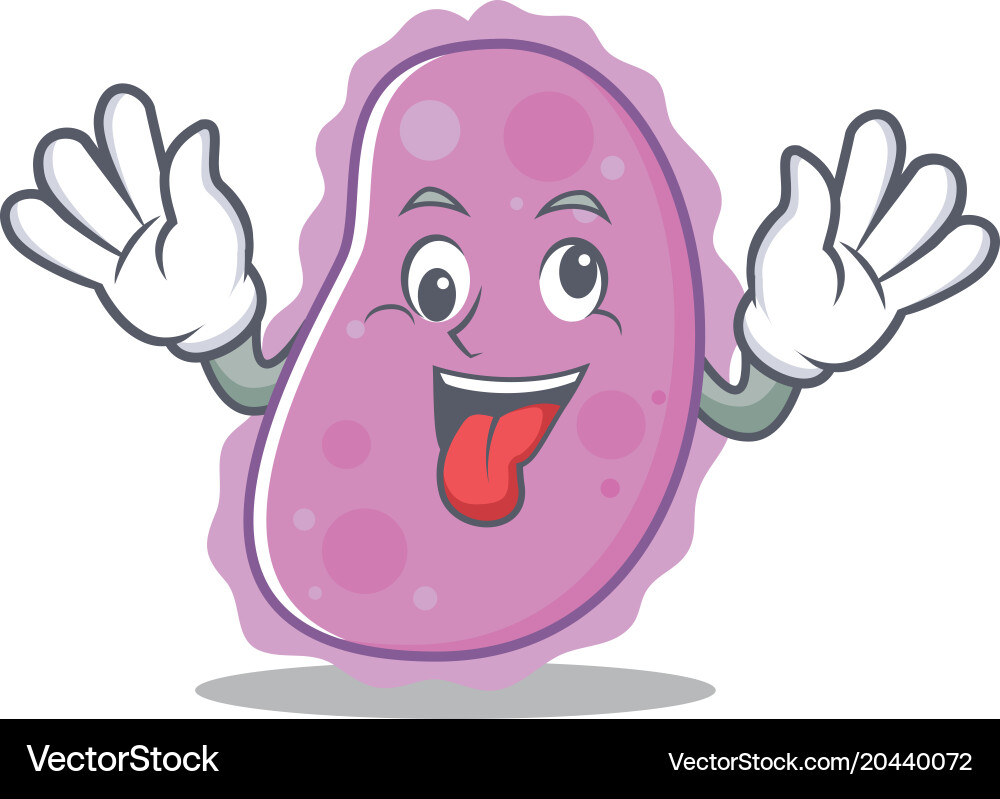 Crazy bacteria mascot cartoon style Royalty Free Vector