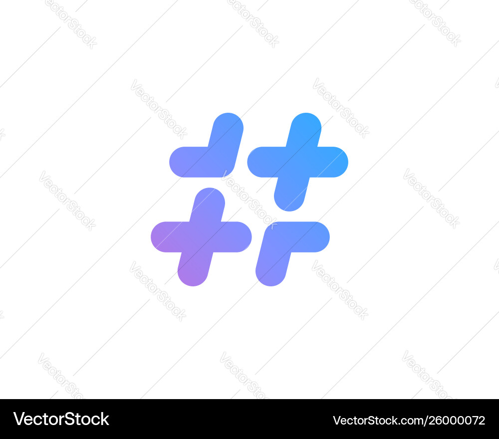 Hashtag symbol cross plus logo icon design Vector Image