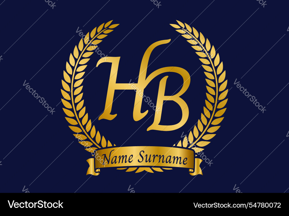 Initial letter h and b hb monogram logo design Vector Image