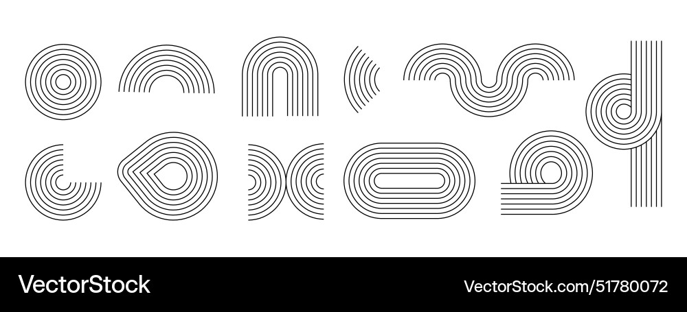 Line geometric arch and circle abstract shapes set