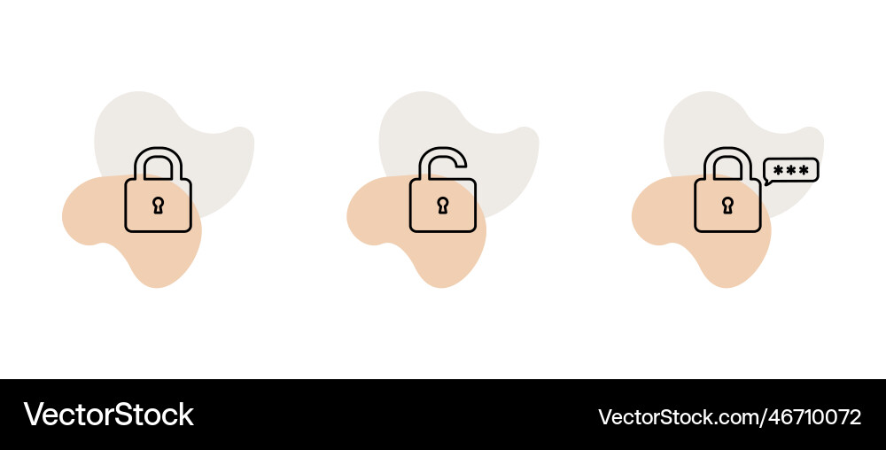 Locked unlocked and security password lock icons Vector Image