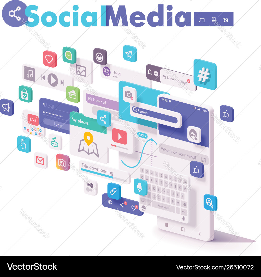 Mobile social media apps Royalty Free Vector Image