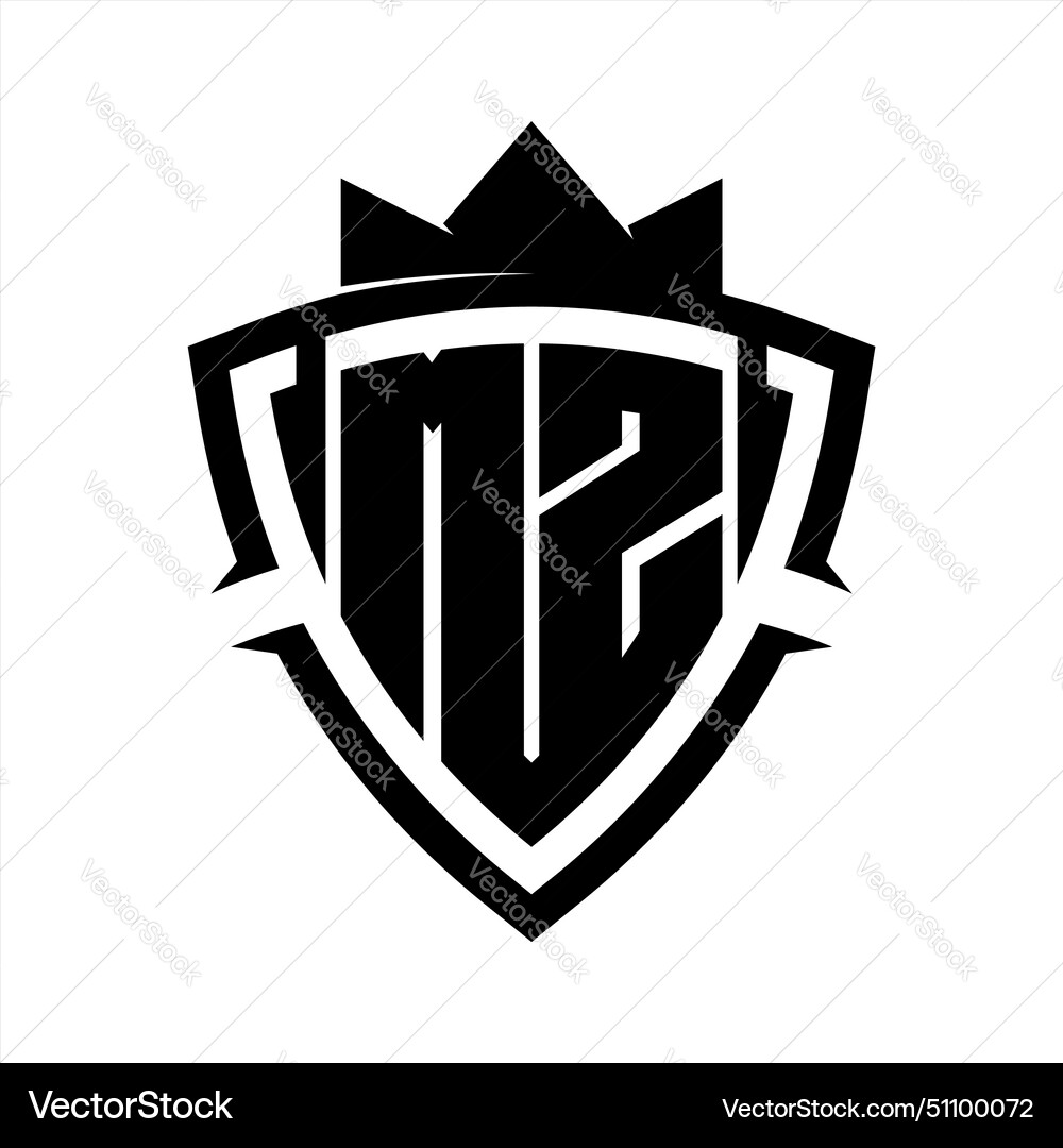 Mz letter bold monogram triangle curve shield Vector Image