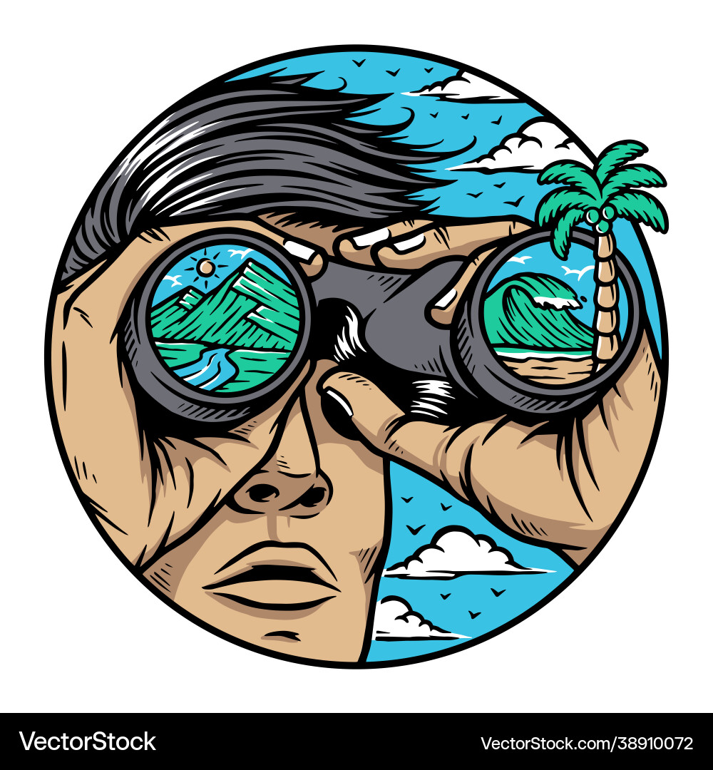 People see nature through binoculars Royalty Free Vector
