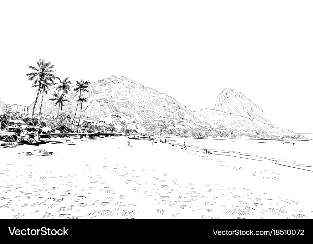Red beach rio de janeiro brazil Royalty Free Vector Image