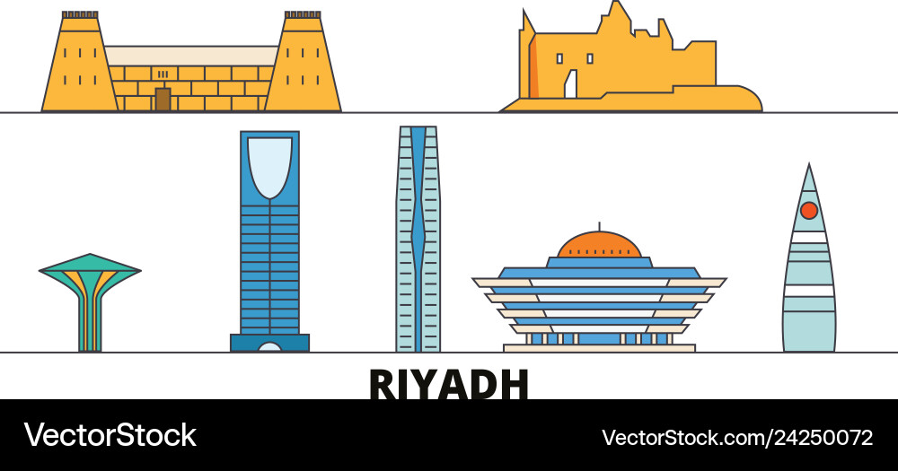 Saudi arabia riyadh flat landmarks Royalty Free Vector Image