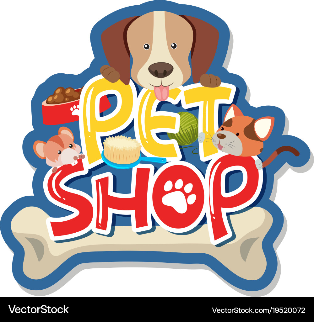 Sticker design for pet shop Royalty Free Vector Image