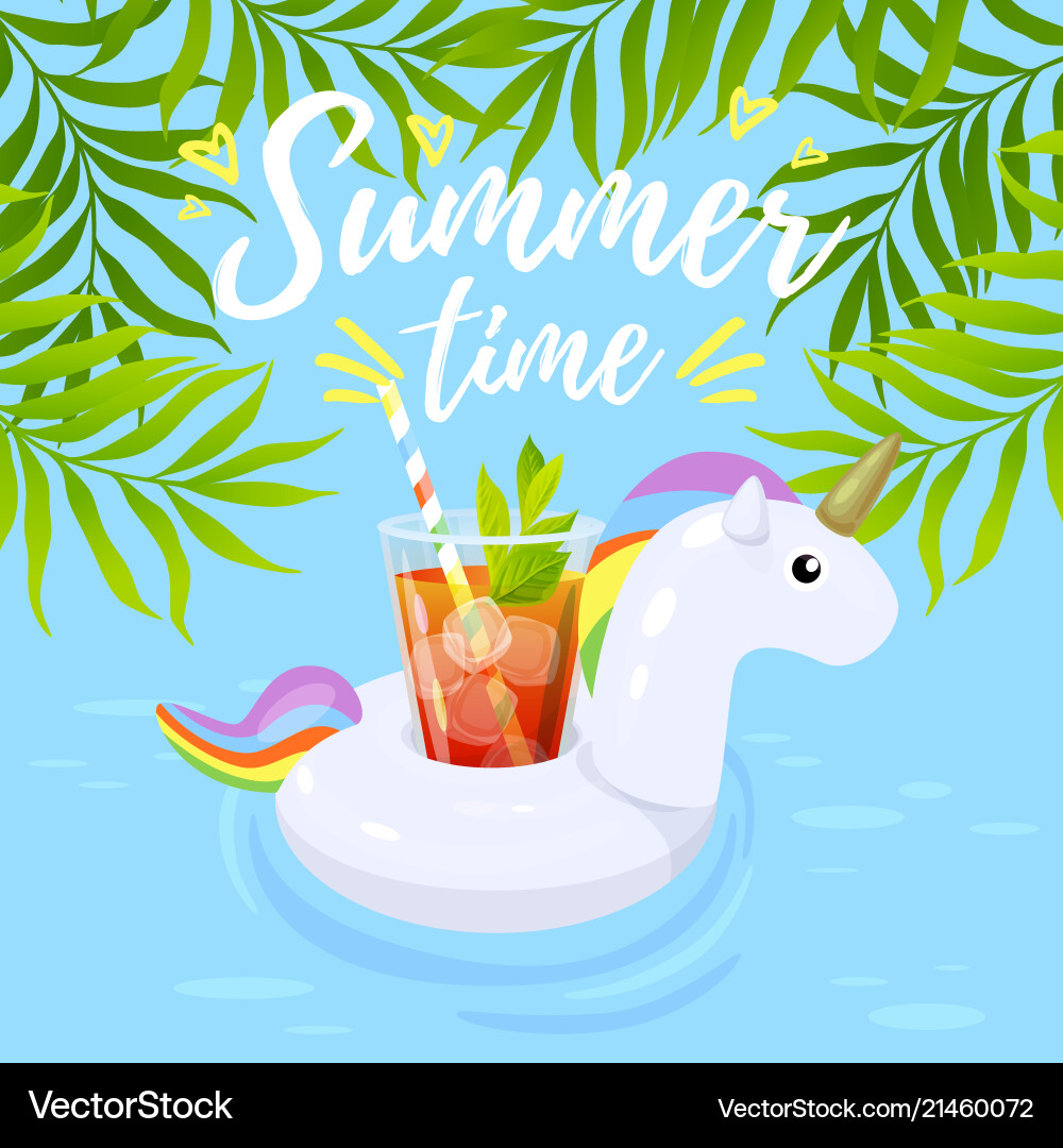 Summer Unicorn Pool Party Royalty Free Vector Image