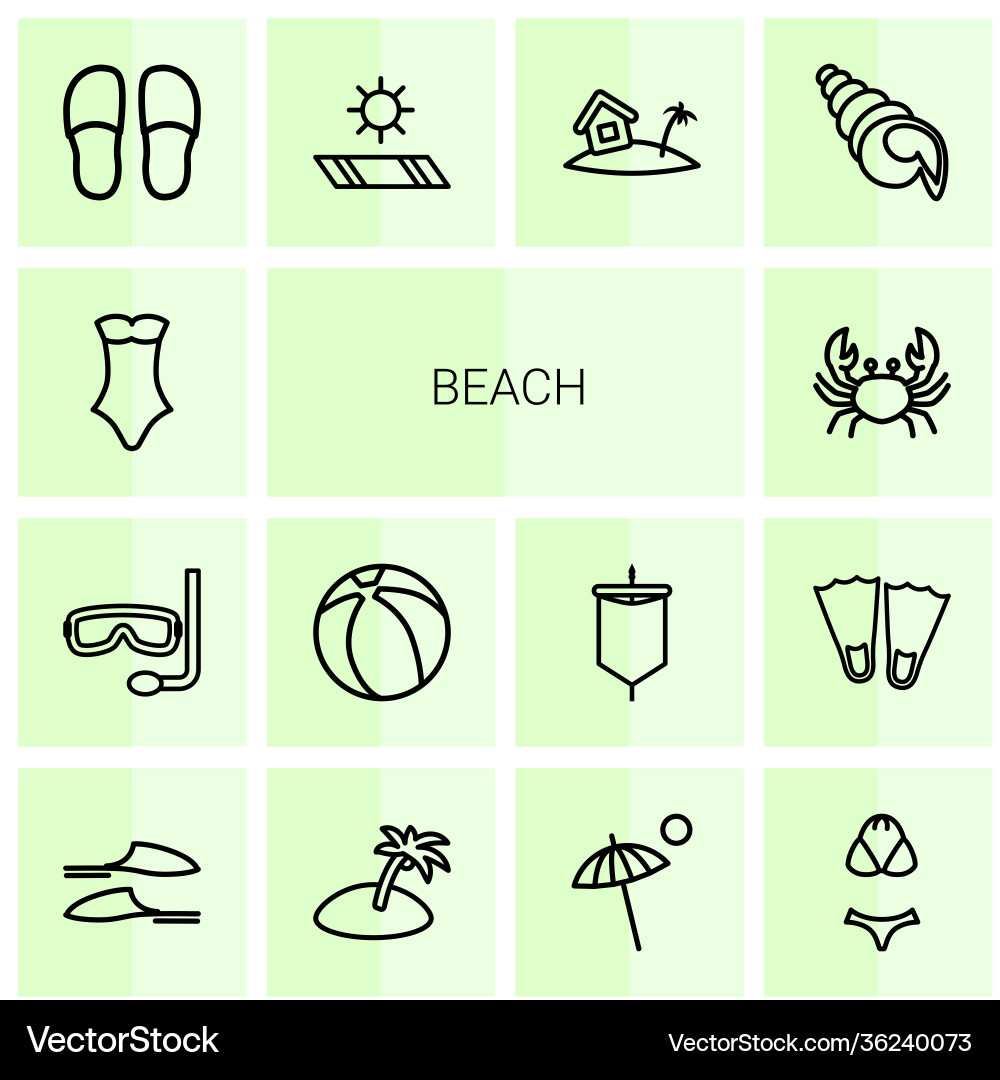 14 beach icons (36240073) – Free Vector | VectorStock