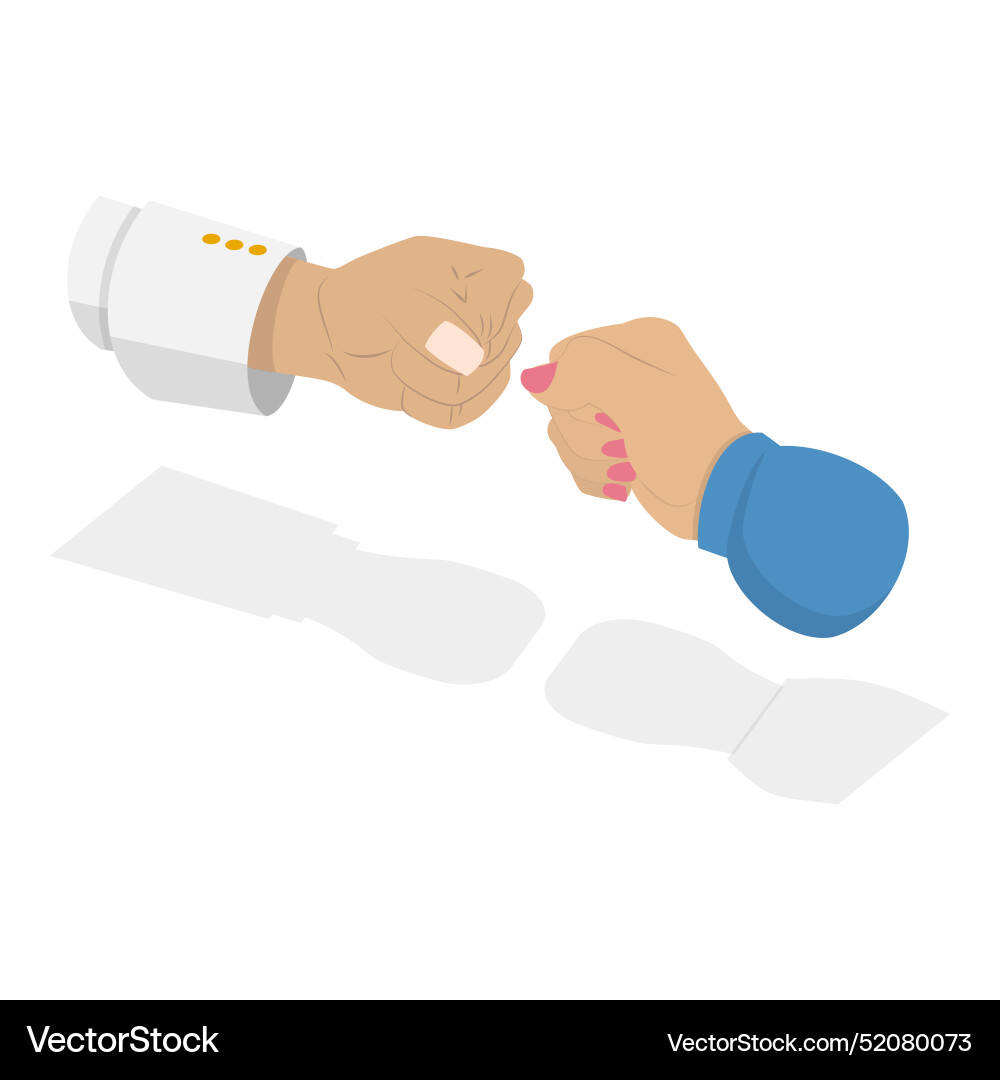 3d isometric flat of fists Royalty Free Vector Image