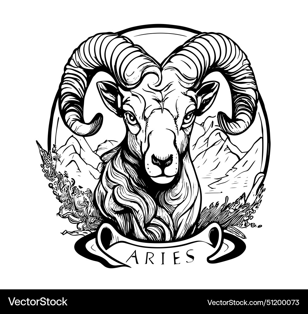 Aries graphic icon head ram black sign Royalty Free Vector