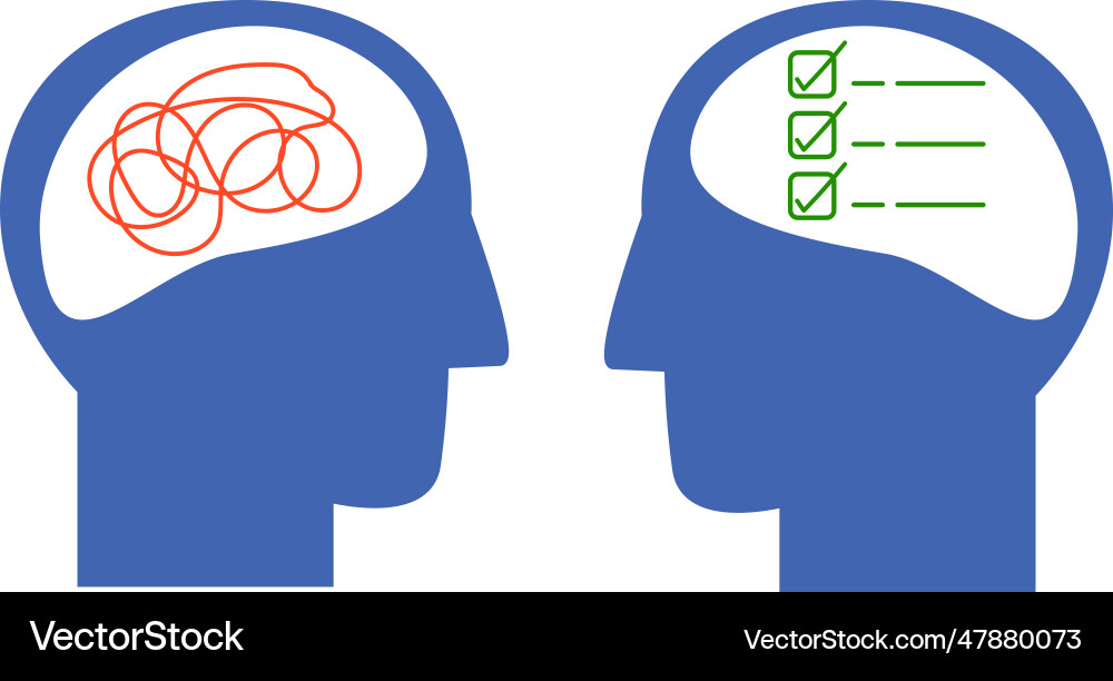 Chaos and order theory on head human icon Vector Image