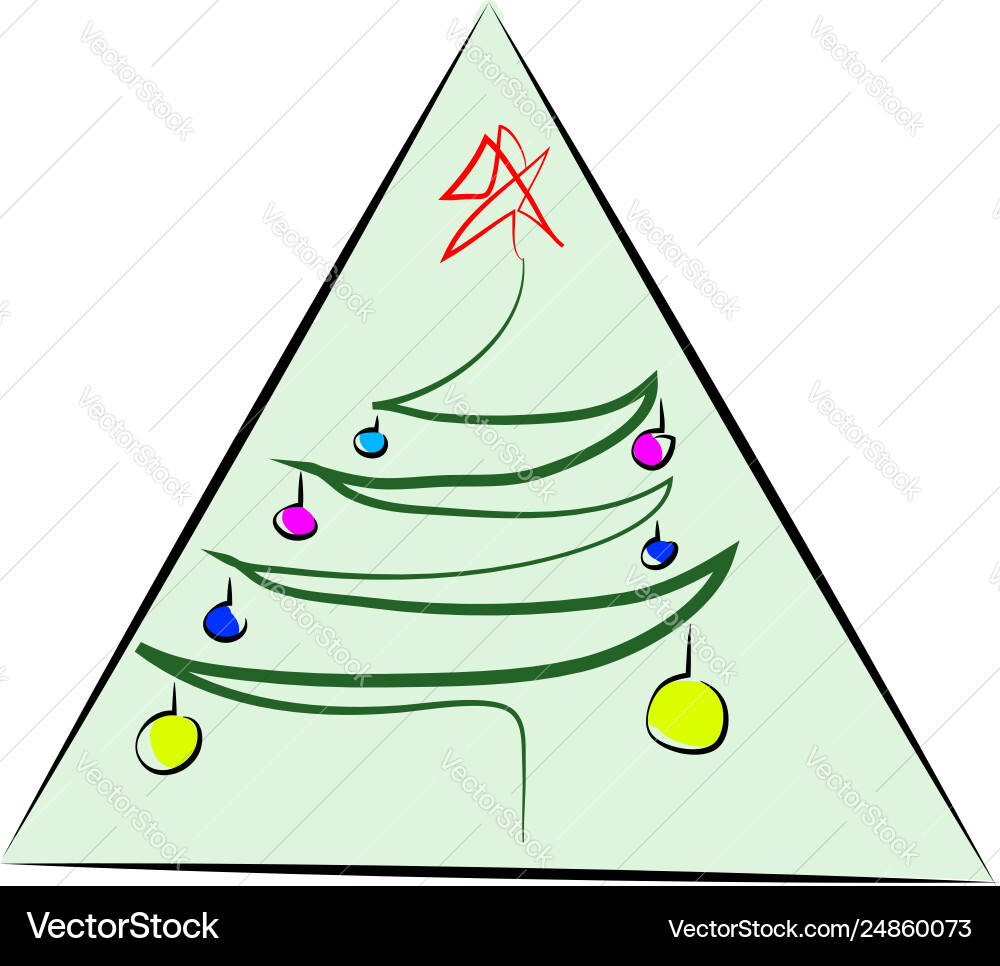 Drawing a christmas tree with ornament Royalty Free Vector