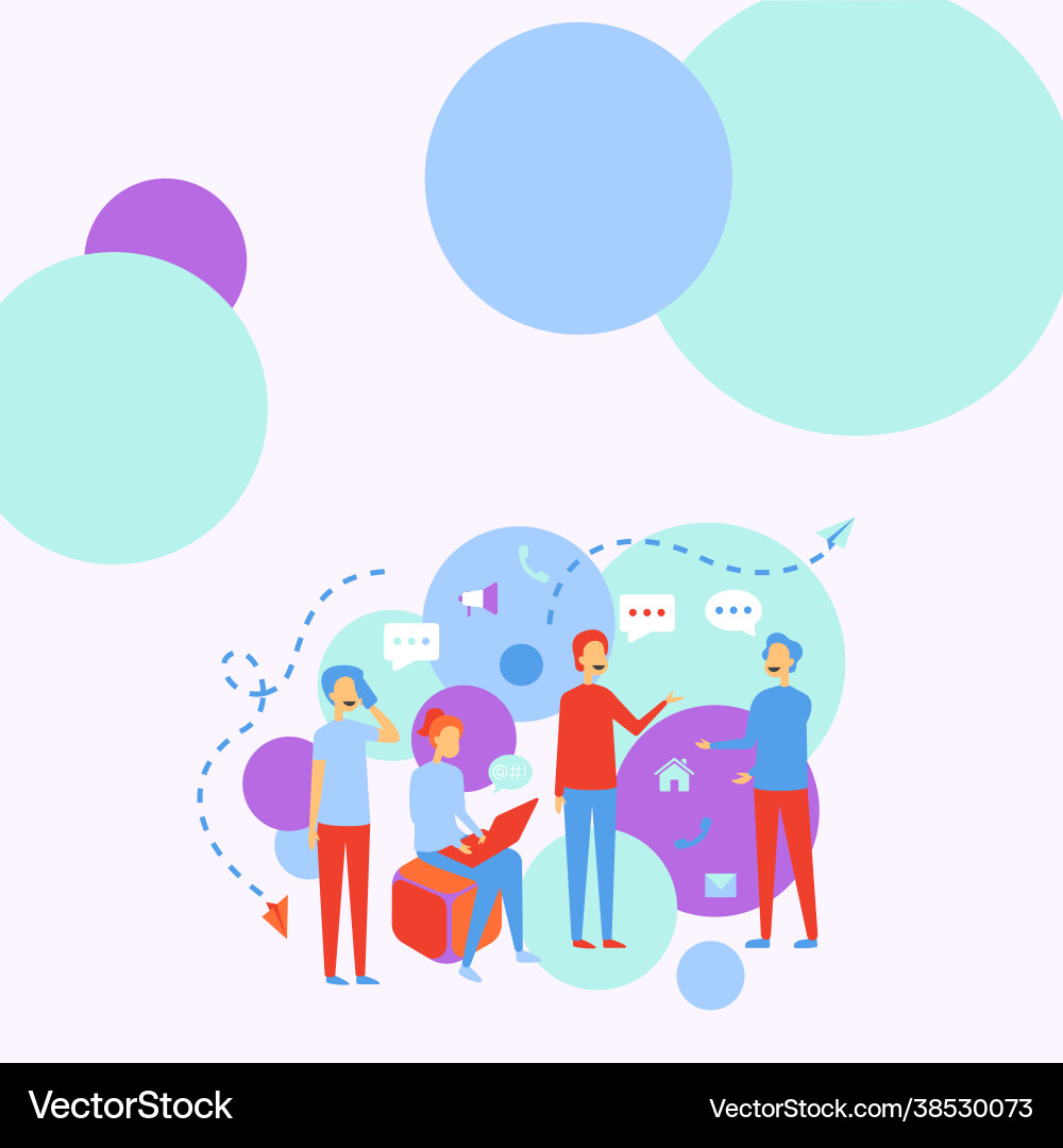 Four colleagues having conversations with each Vector Image