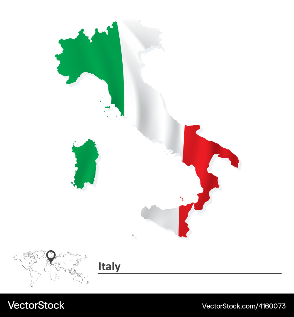 Map of italy with flag Royalty Free Vector Image