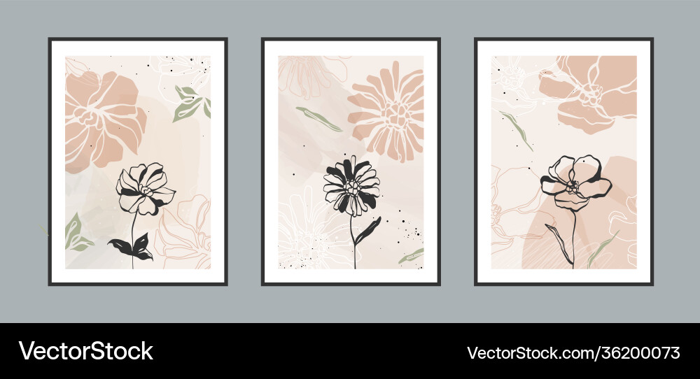 Modern abstract flowers line art background Vector Image