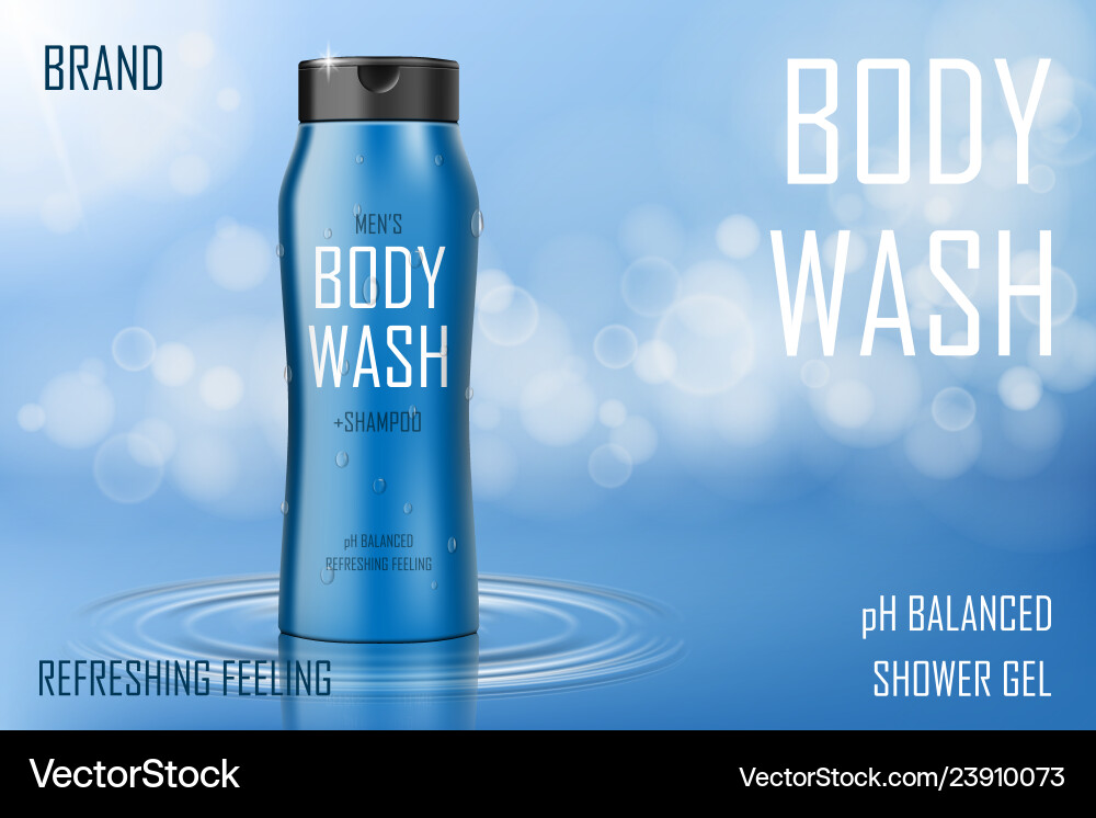 Moisture cooling body wash gel ad realistic Vector Image
